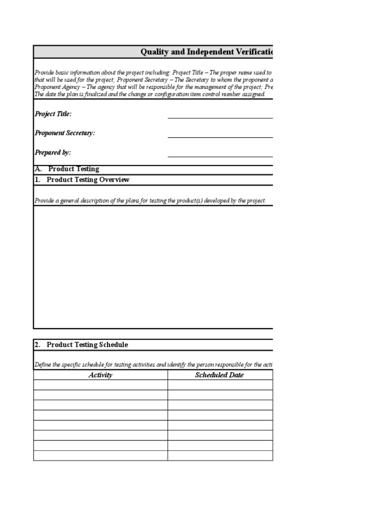 Quality and IV&V Plan EXCEL | PDF | Verification And Validation | Audit