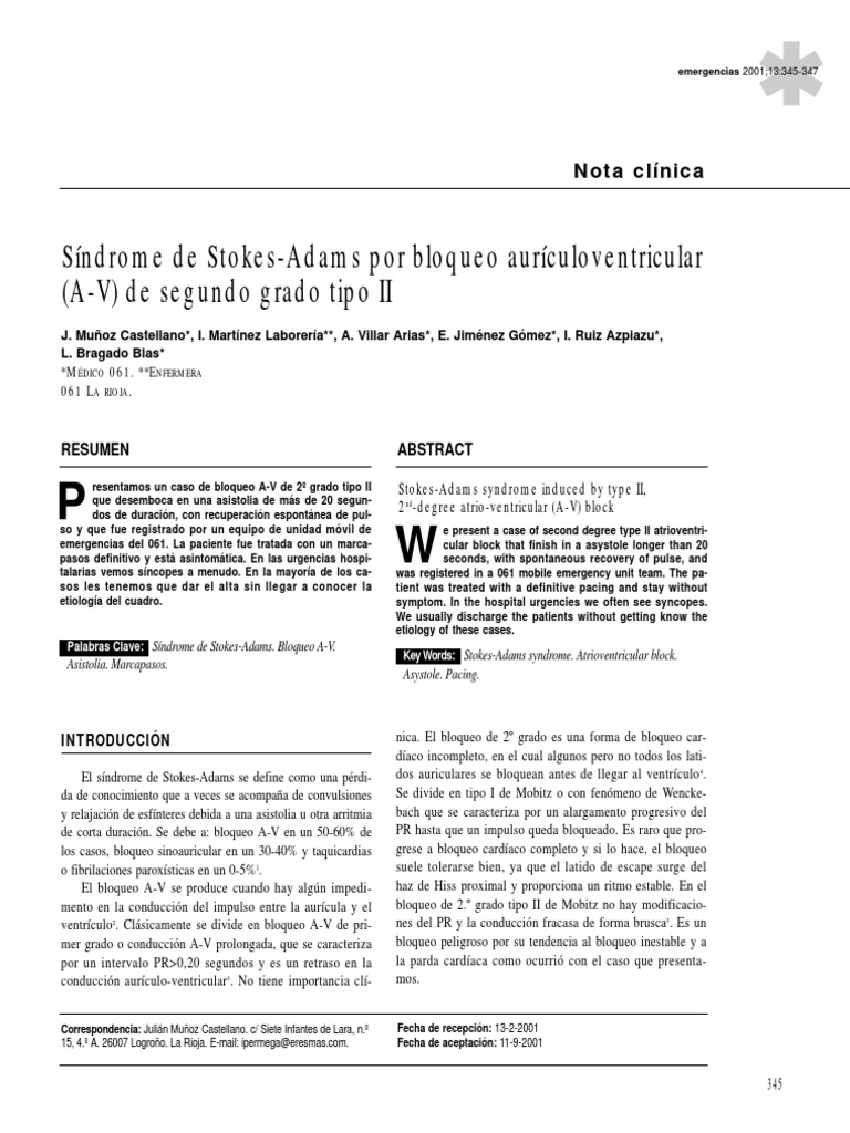 Síndrome de Stokes-Adams y Bloqueo A-V | PDF | Fisiología ...