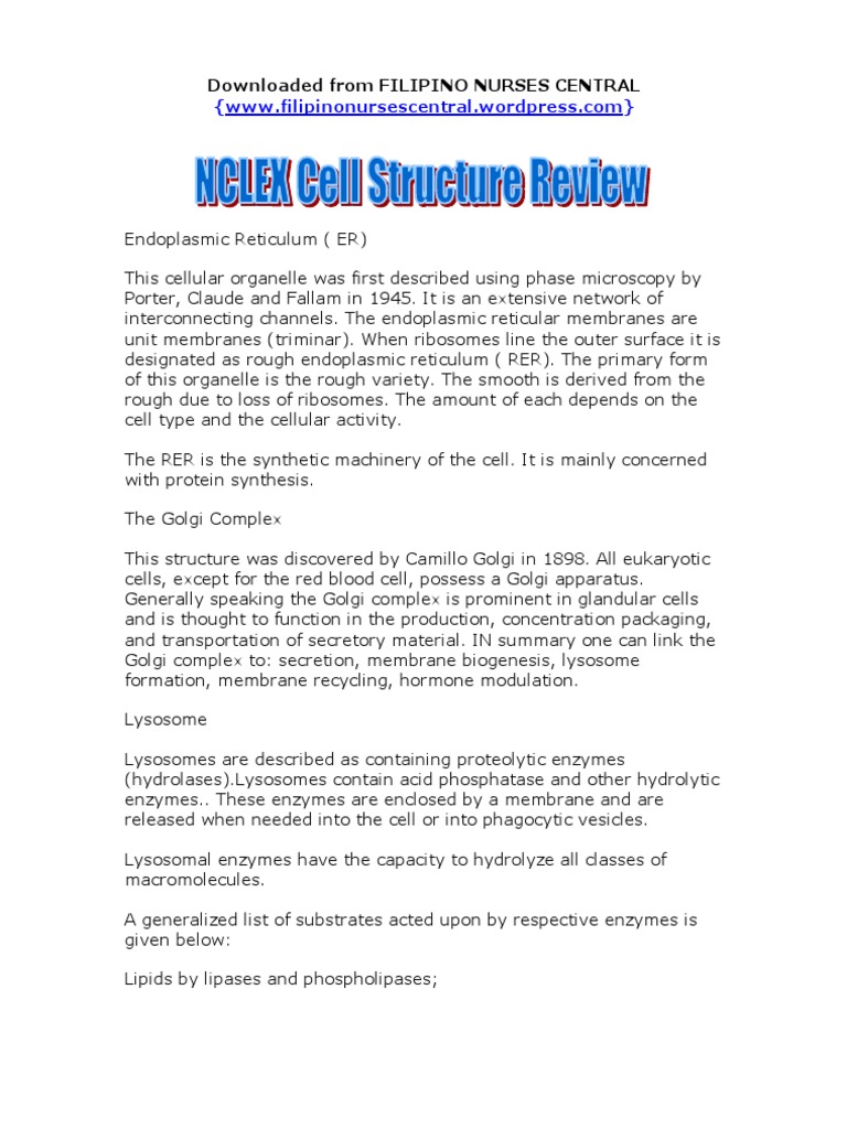 NCLEX Cell Structure Review | PDF