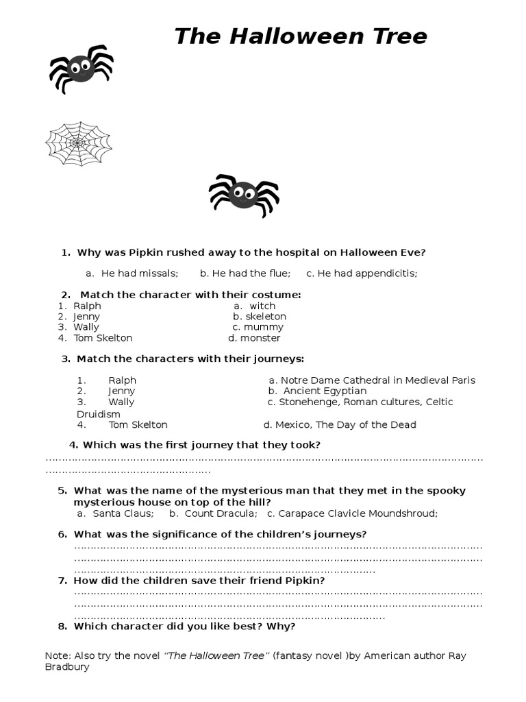 The Halloween Tree Worksheet | PDF