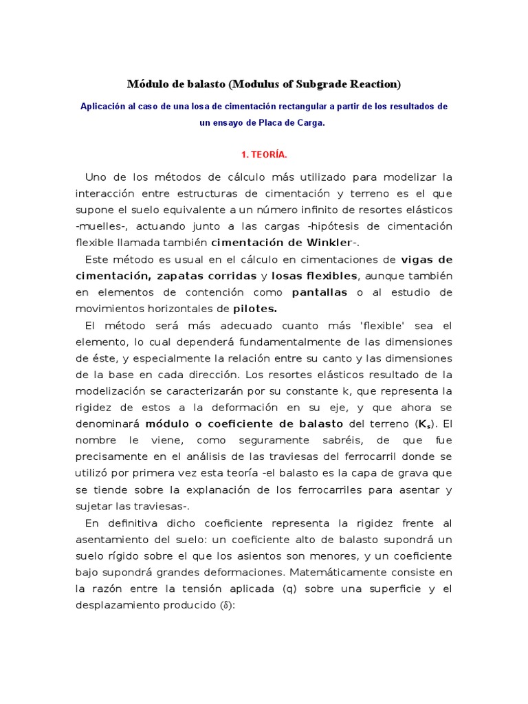 Modulo de Balasto | PDF | Fundación (Ingeniería) | Elasticidad (Física)