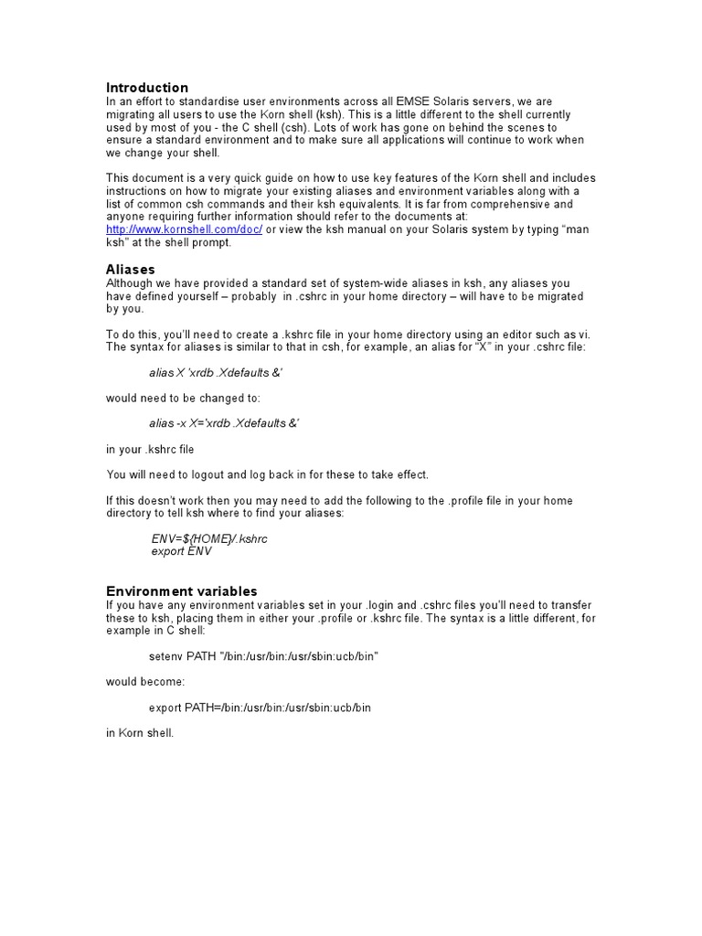 Korn Shell Guide | Command Line Interface | System Software