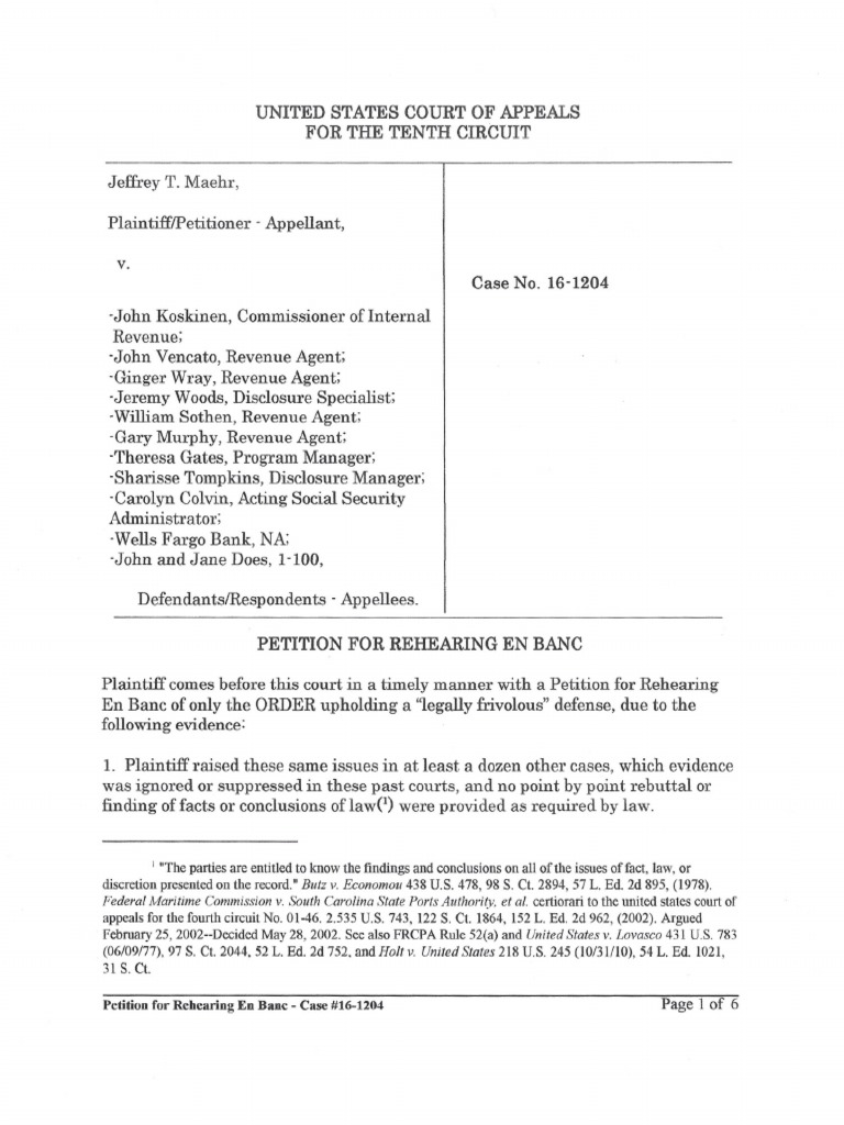 Appeal Motion for Rehearing en Banc 10-28-16 | Precedent | Standing (Law)