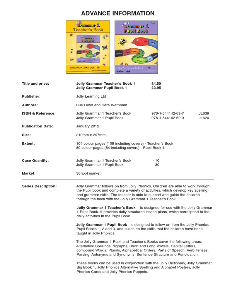 Jolly Grammar 1 Pupil Teacher S Book JG 1 Pupil Teacher S Book PDF | PDF