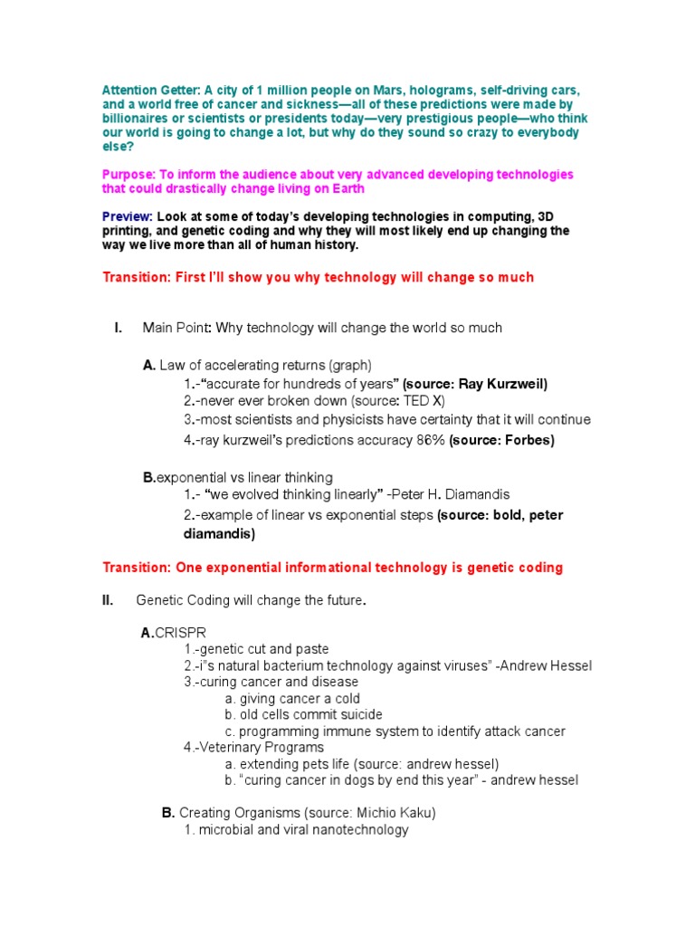 Outline Informative Essay | Artificial Intelligence | Technology