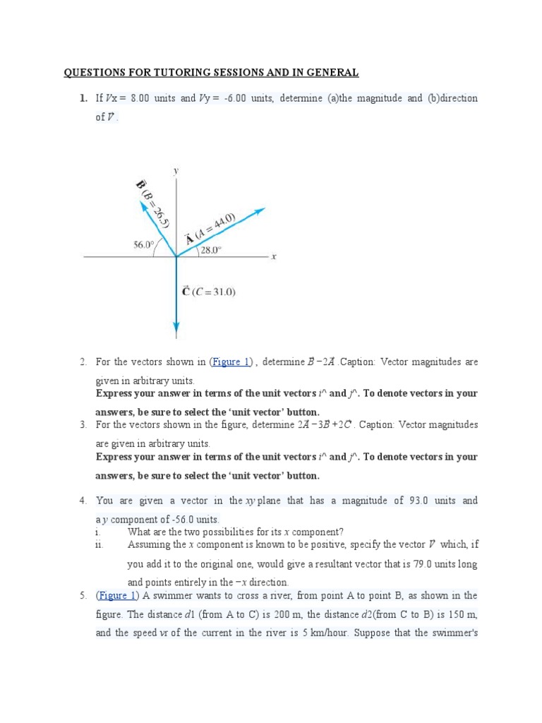 VECTOR AND PHYSICS QUESTIONS | PDF | Acceleration | Euclidean Vector