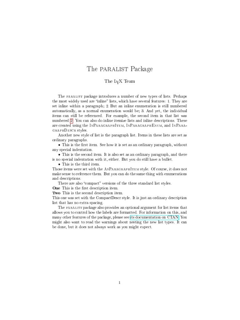 The Paralist Package of Lyx | PDF