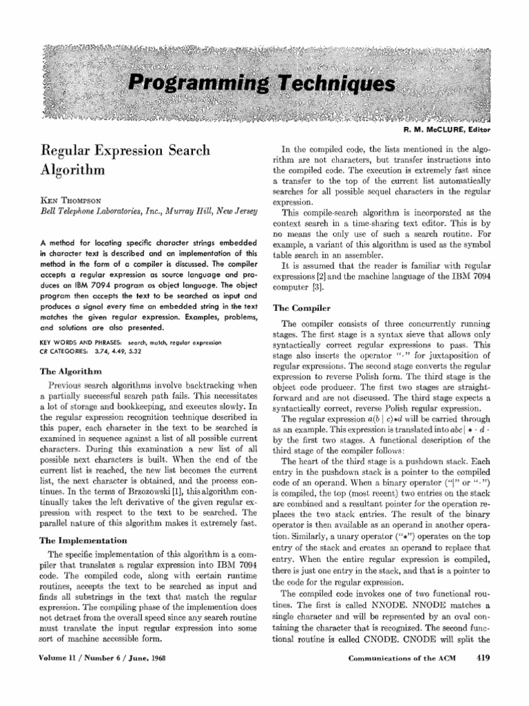 Fast Regular Expression Compiler | PDF | Regular Expression | Subroutine