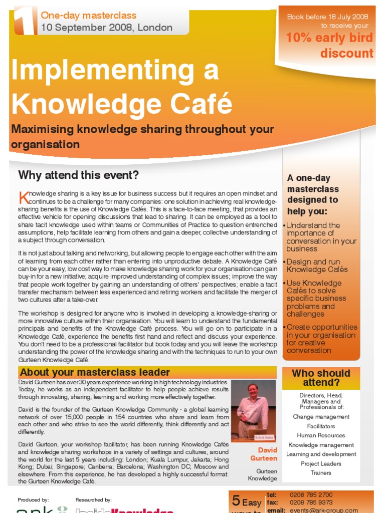 Masterclass on Knowledge Cafés | PDF | Facilitator | Cheque
