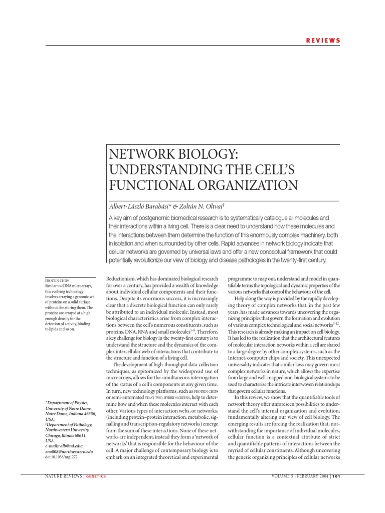Network Biology: Understanding The Cell'S Functional Organization | PDF | Modularity | Biochemistry