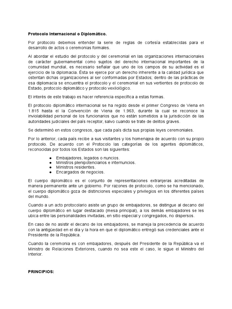 Protocolo Internacional o Diplomático | PDF | Diplomático | Diplomacia