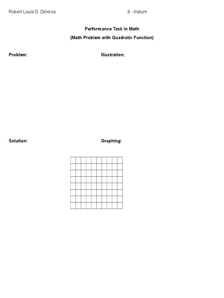 Performance Task in Math (Math Problem With Quadratic Function) | PDF