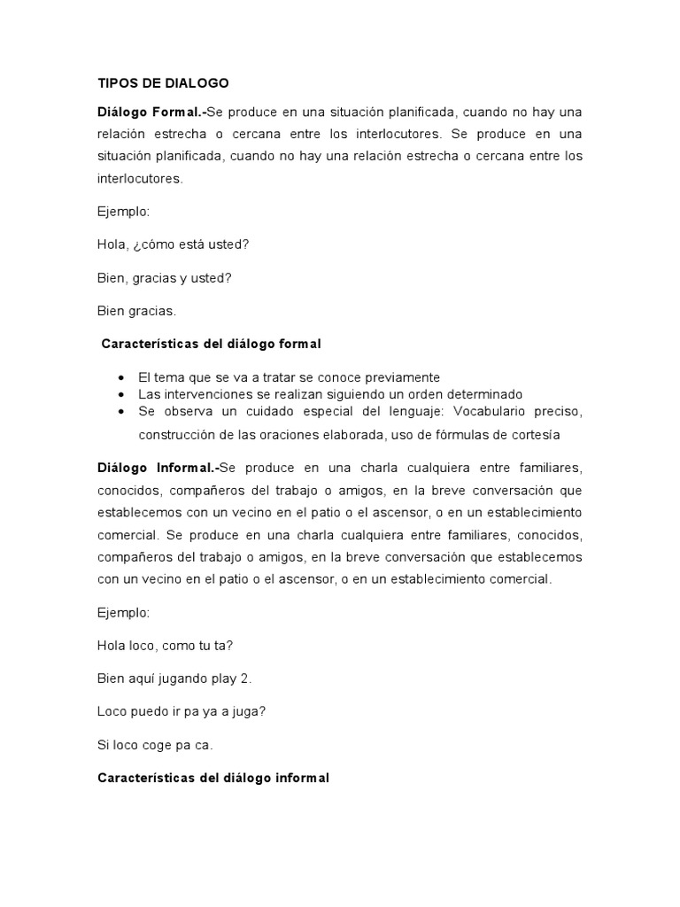 Tipos de Dialogo | PDF