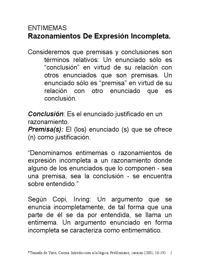 X Entimemas y Argumentos | PDF | Argumento | Proposición