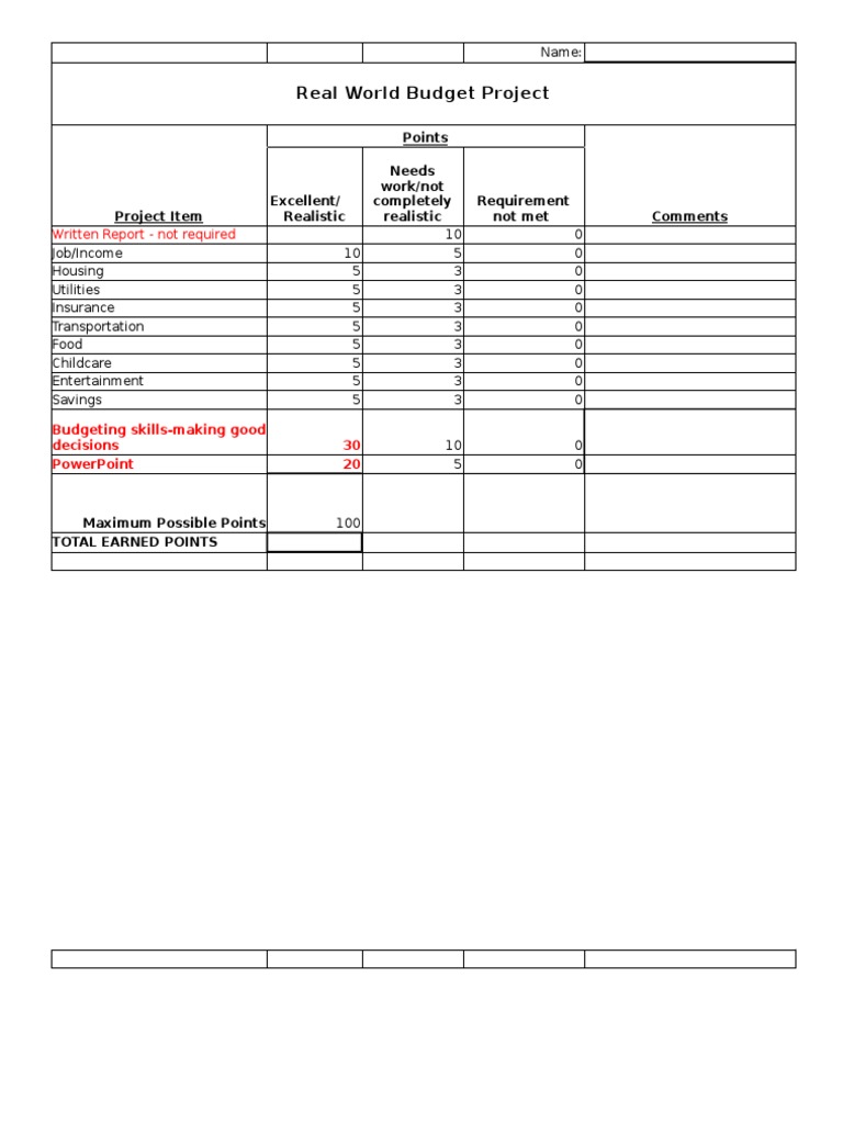 Real World Budget Project Overview | PDF