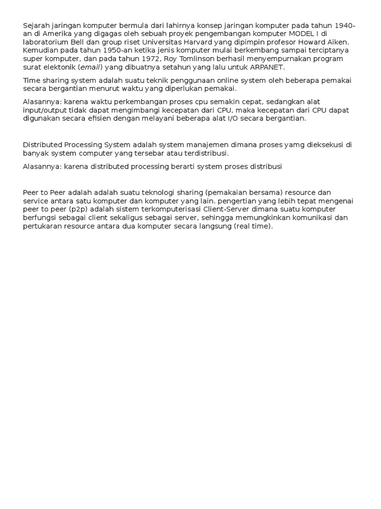 Sejarah Perkembangan Jaringan Komputer | PDF