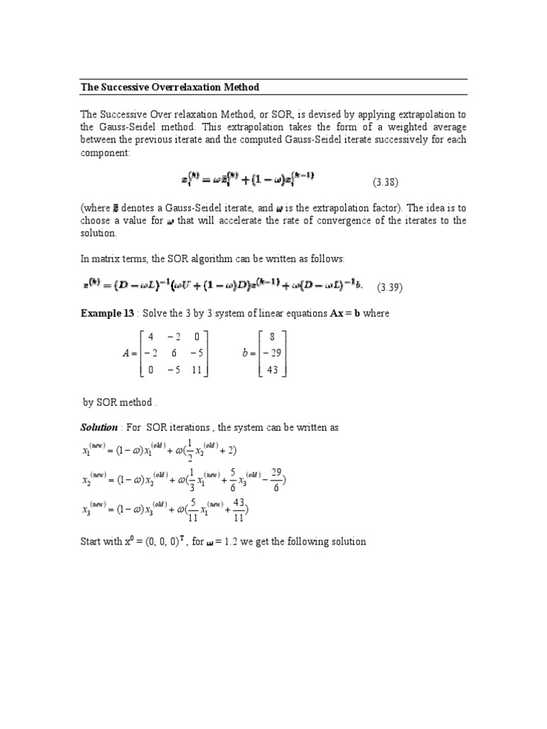 The Successive Overrelaxation Method | PDF