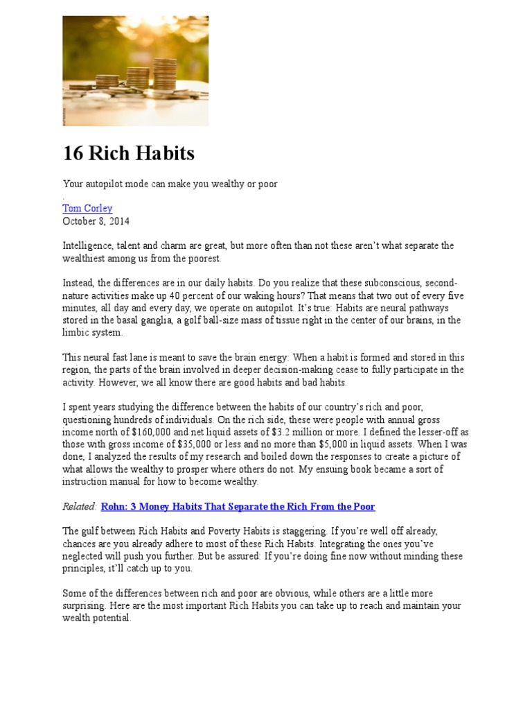 16 Rich Habits | PDF | Wealth | Mentorship