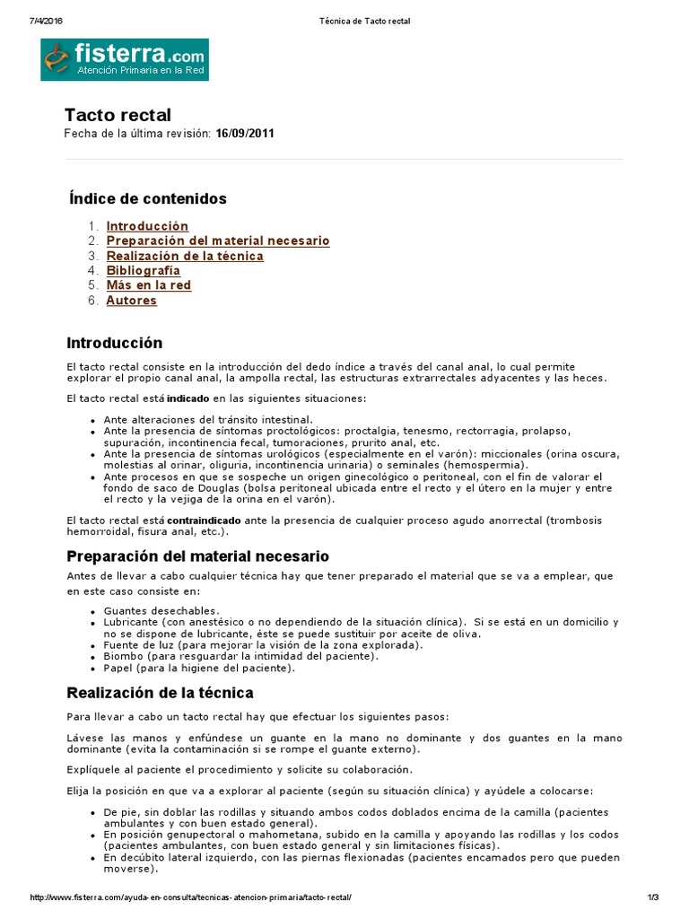 Técnica de Tacto Rectal 2011 | Gastroenterología | Pelvis