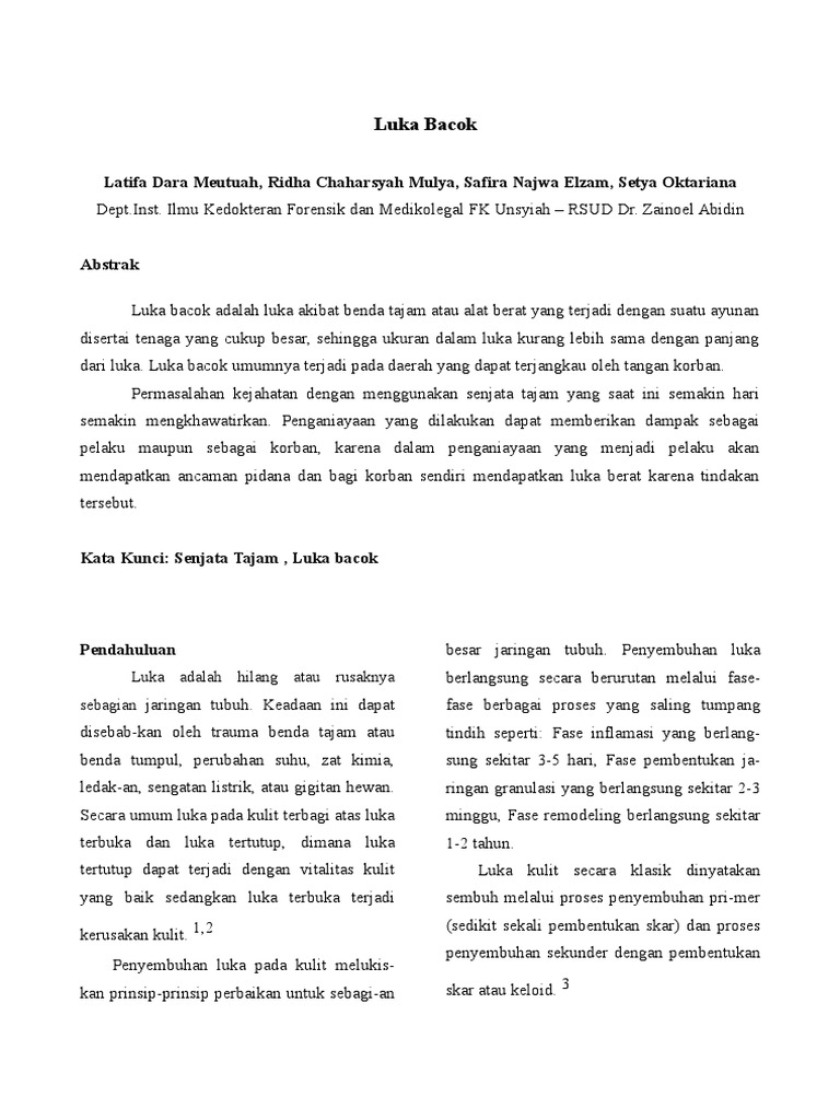 Analisis Luka Bacok pada Korban | PDF