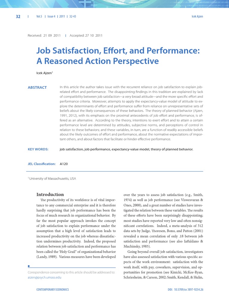 Job satisfaction and performance | PDF | Attitude (Psychology) | Job ...