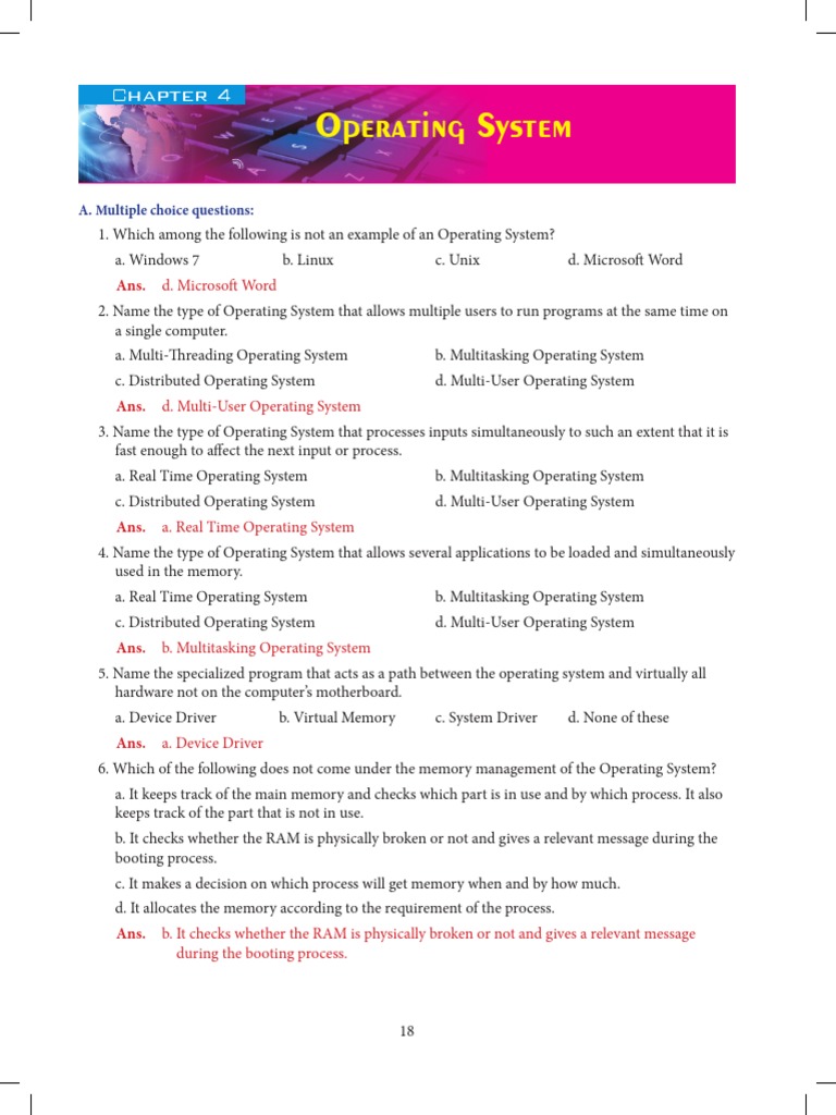 Operating System: A. Multiple Choice Questions | PDF | Process (Computing) | Operating System