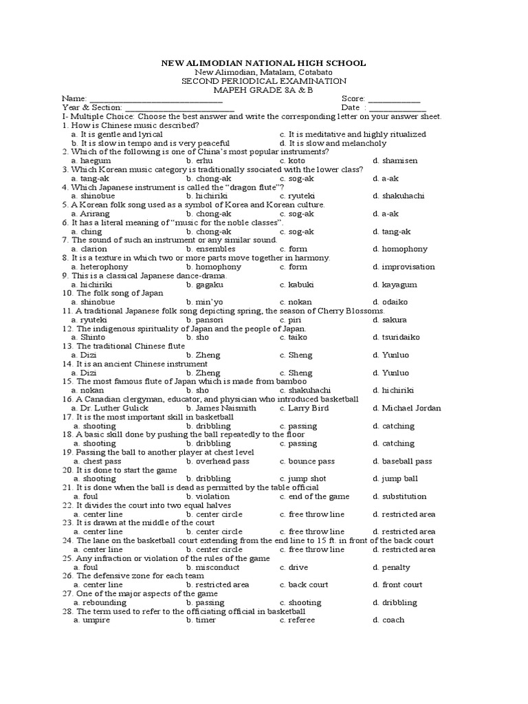 2nd Grading Test | PDF | Substance Abuse | Flexibility (Anatomy)