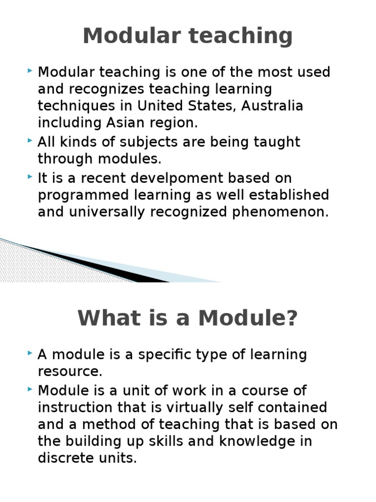 Modular Method Of Teaching
