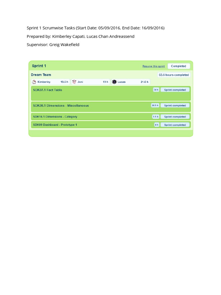 Sprint 1 Scrumwise Tasks | PDF