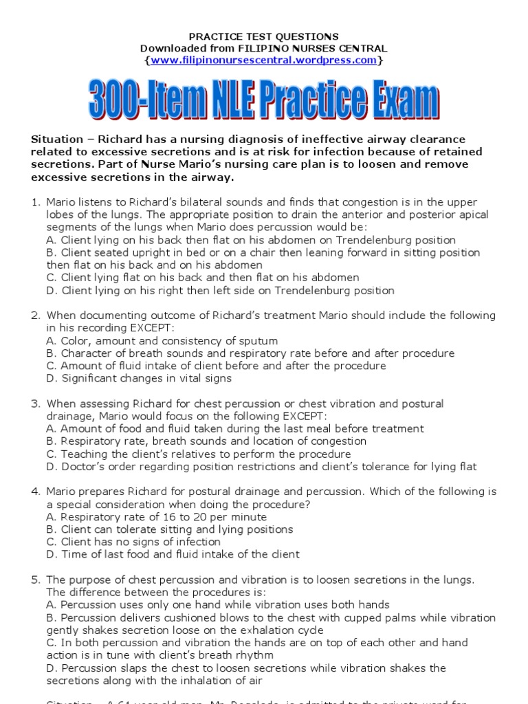 300item NLE Practice Exam With Answer Key | Download Free PDF | Blood ...