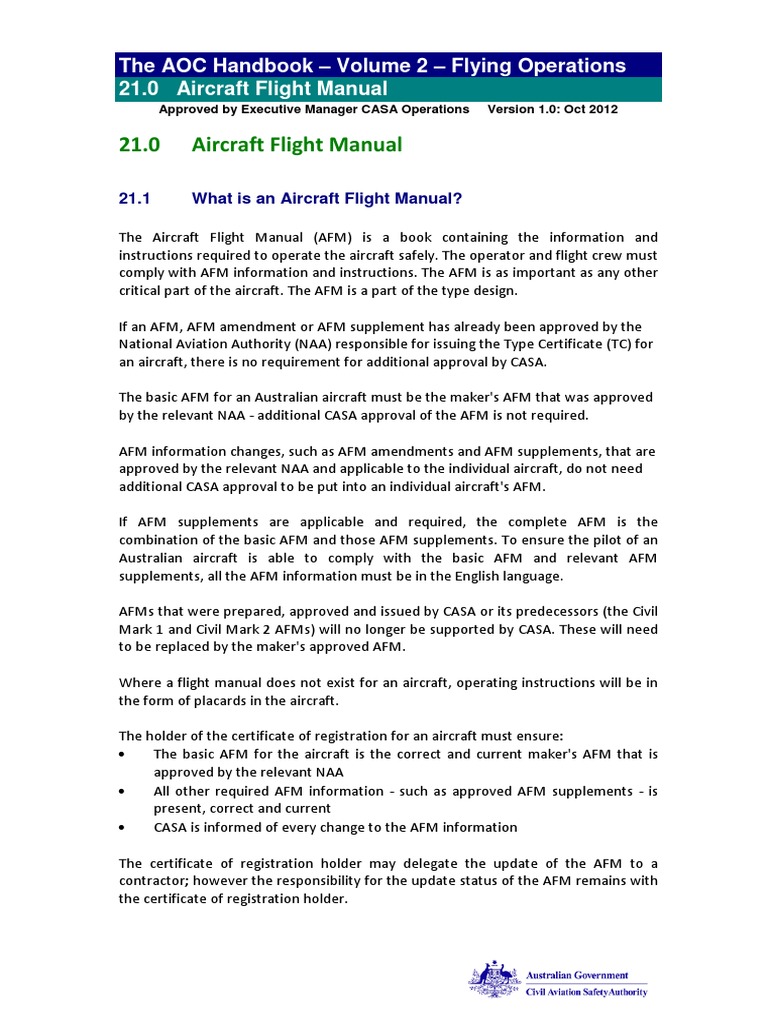 The AOC Handbook - Volume 2 - Flying Operations 21.0 Aircraft Flight ...