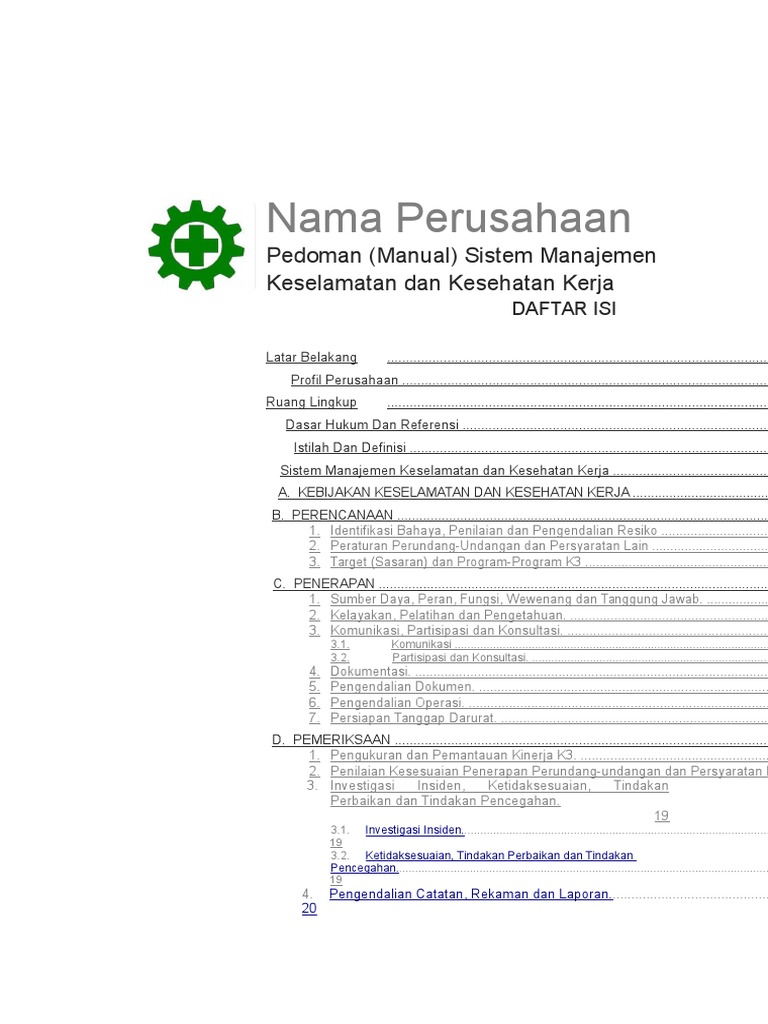 P-P-K3-001 Pedoman (Manual) Sistem Manajemen Keselamatan Dan Kesehatan ...