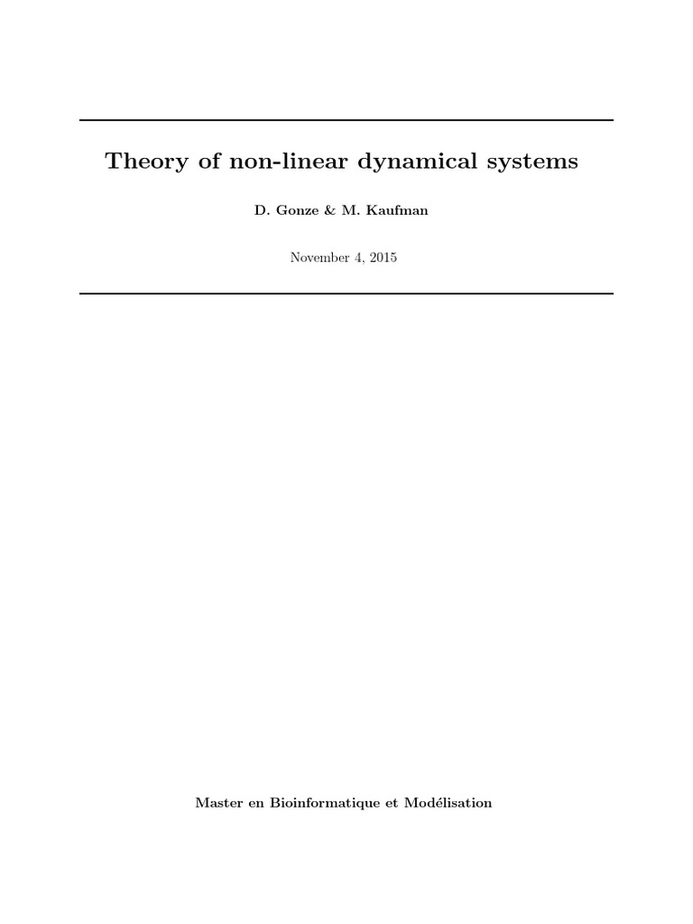 Non-Linear Dynamical Systems Theory: Analysis of Biological Models ...