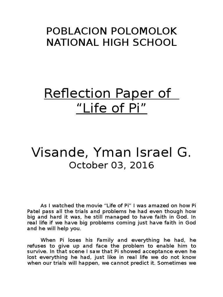 Life of Pi (My Reflection) | PDF