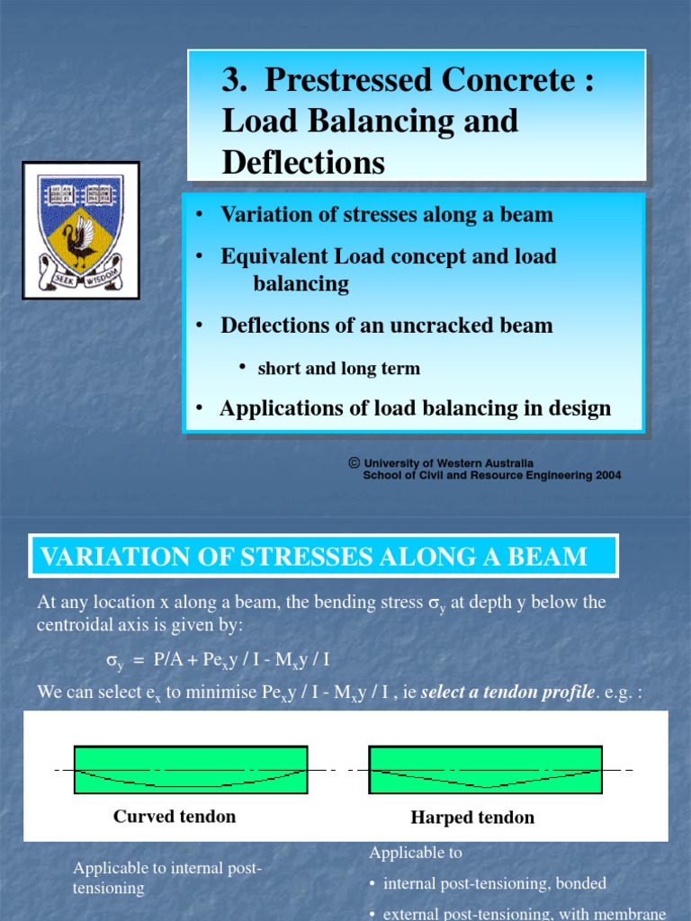 Prestressed Concrete: Load Balancing and Deflections | PDF | Beam ...