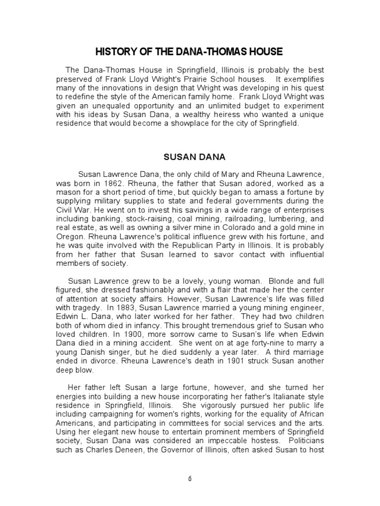 History of Dana House | PDF | Art Media | Architectural Design