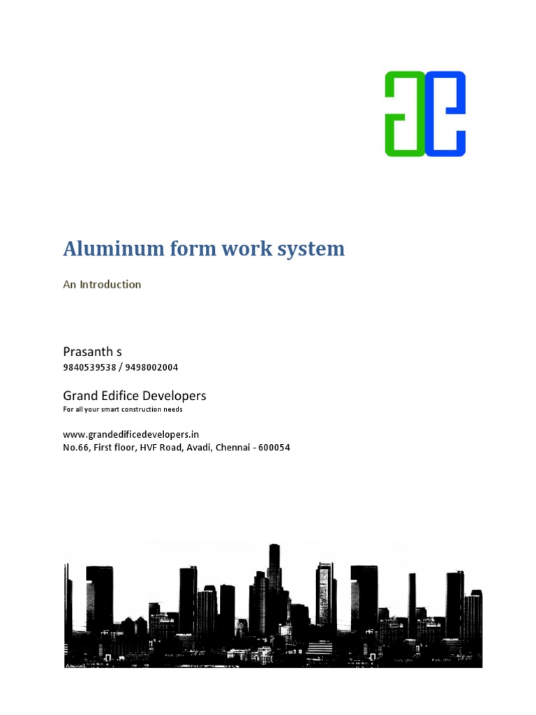 Aluminum Form Work System: Prasanth S | PDF | Computers