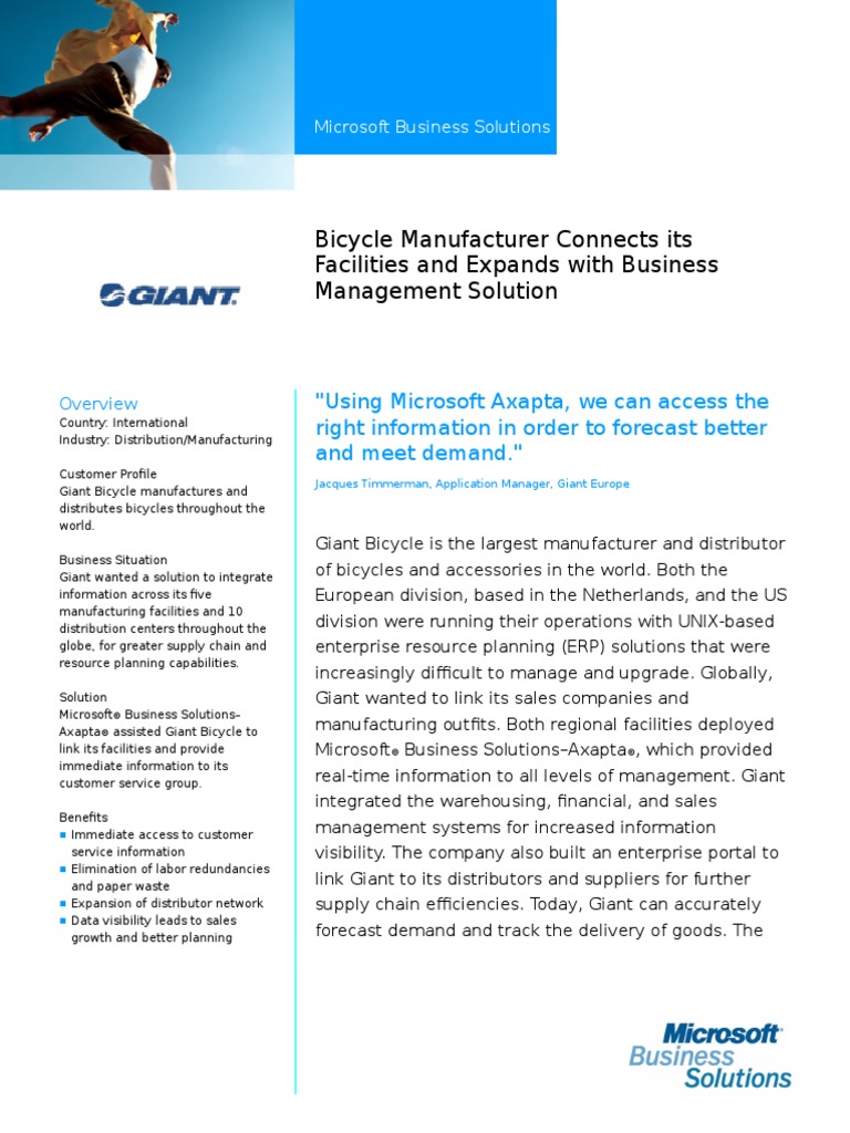 Giant Bicycles Case Study Version | PDF | Enterprise Resource Planning ...