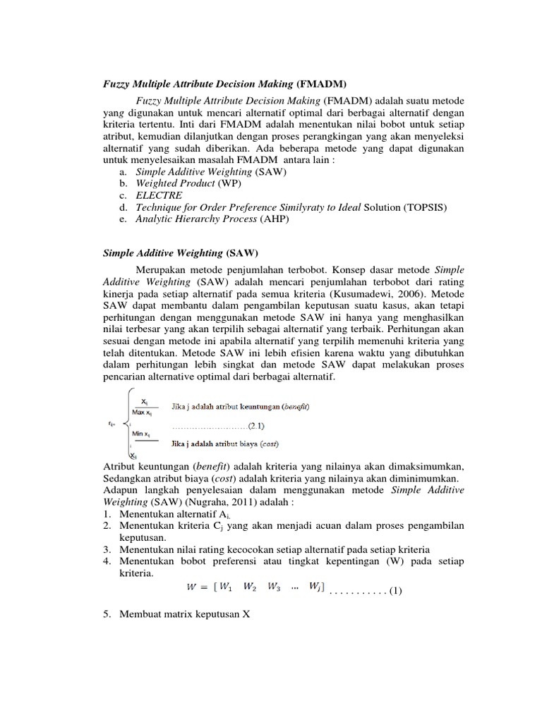 Fuzzy Multiple Attribute Decision Making SAW | PDF Fuzzy Multiple Attribute Decision Making SAW | PDF