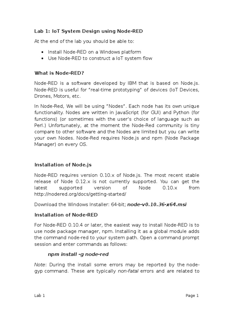 Mp Iot System Design Using Node Red Pdf Java Script Installation Computer Programs