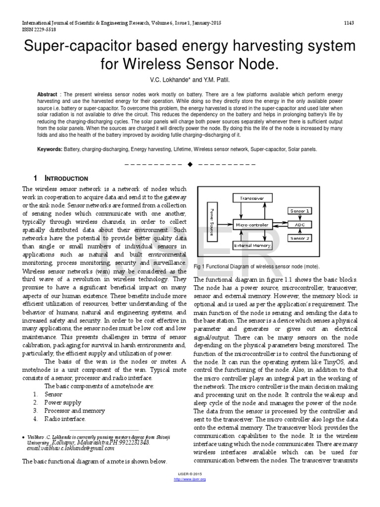 Researchpaper Super Capacitor Based Energy Harvesting System For Wireless Sensor Node | PDF ...