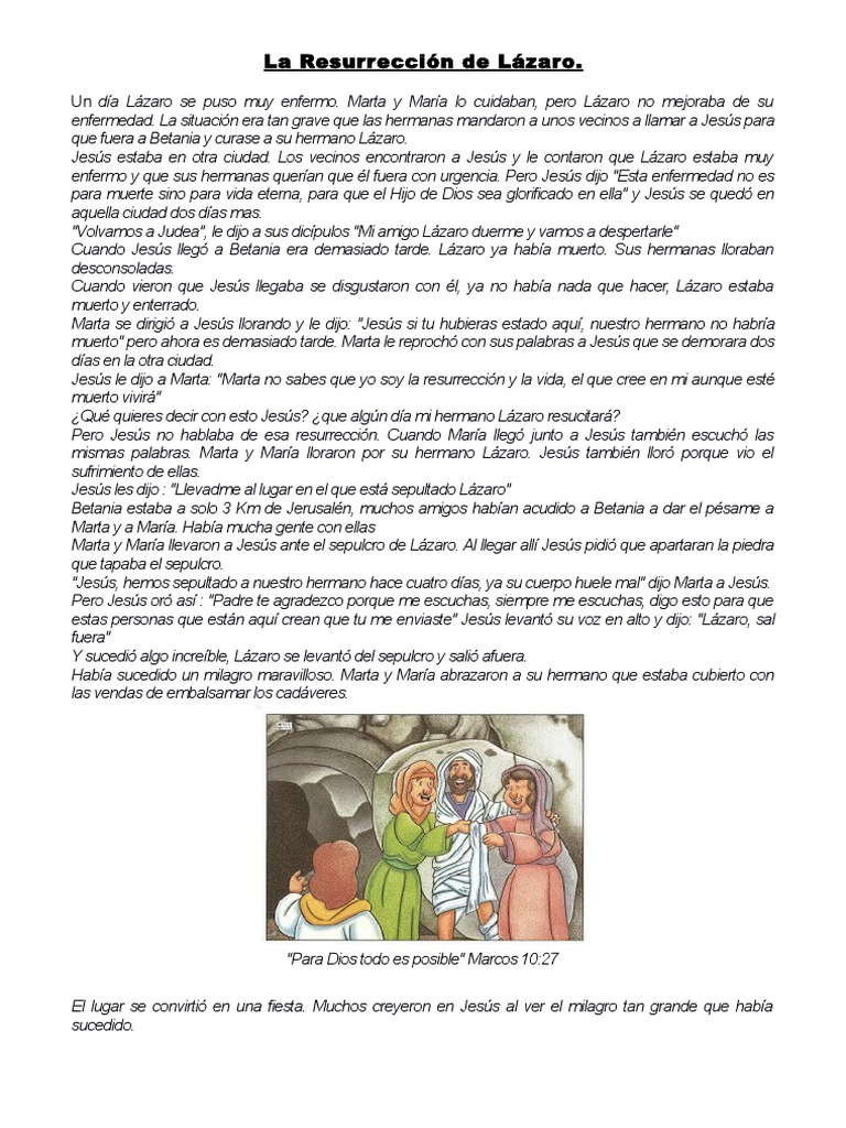 La Resurrección de Lázaro | PDF | Lázaro De Betania | La resurrección ...