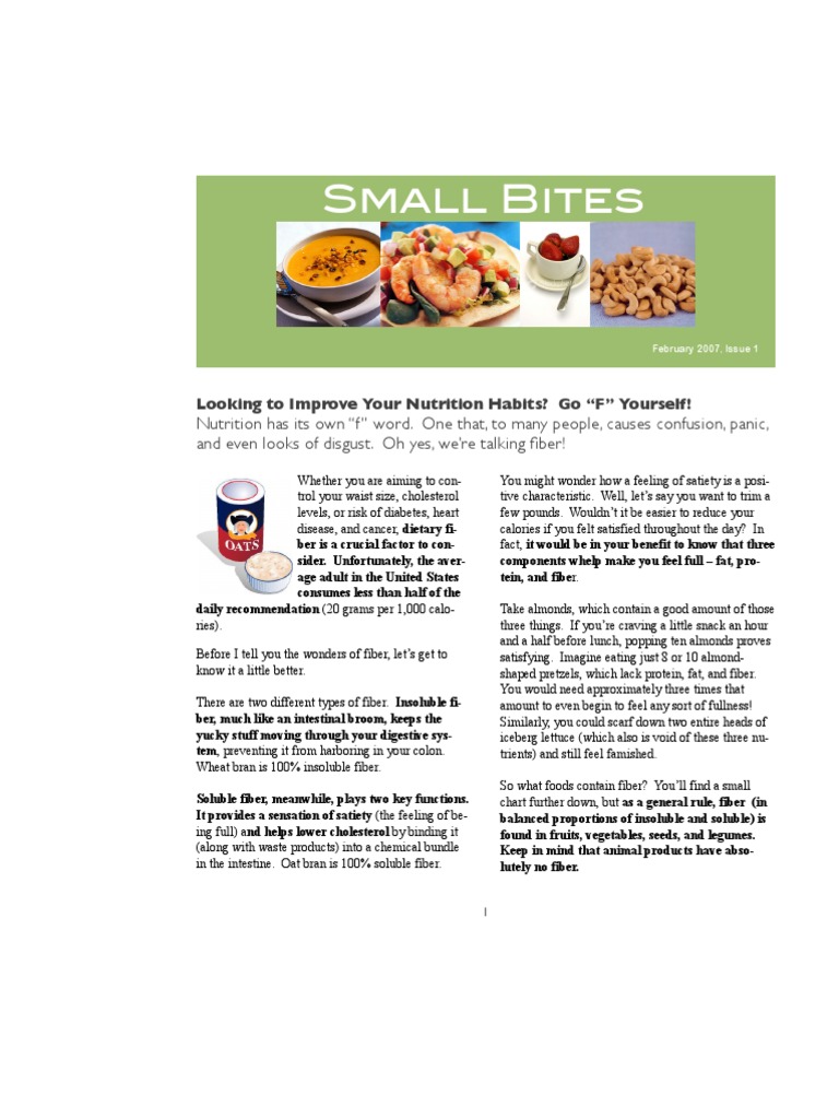 Small Bites Issue 1 | PDF | Dietary Fiber | Diet & Nutrition