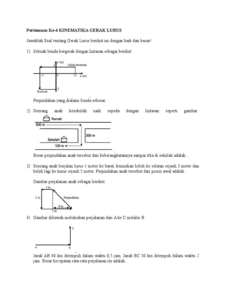 Contoh Soal Kinematika Gerak Lurus Dan Pembahasan | PDF