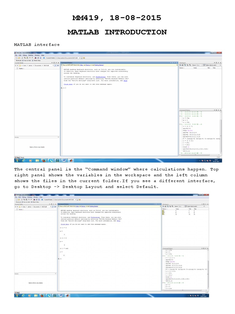 Matlab Introduction | PDF | Function (Mathematics) | Matlab