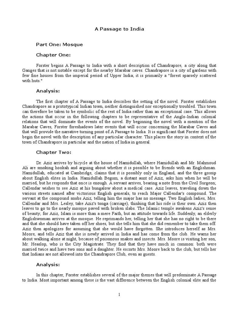 A Passage to India: Forster Establishes Setting and Characters | PDF