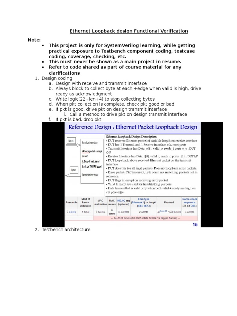 ASGN Ethernet Loopback Design | PDF | Network Packet | Telecommunications
