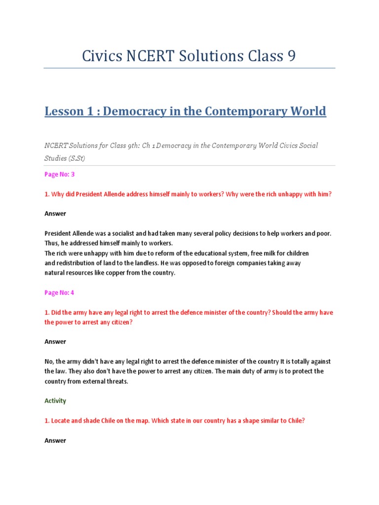 Civics NCERT Class 9 | PDF | Elections | Democracy