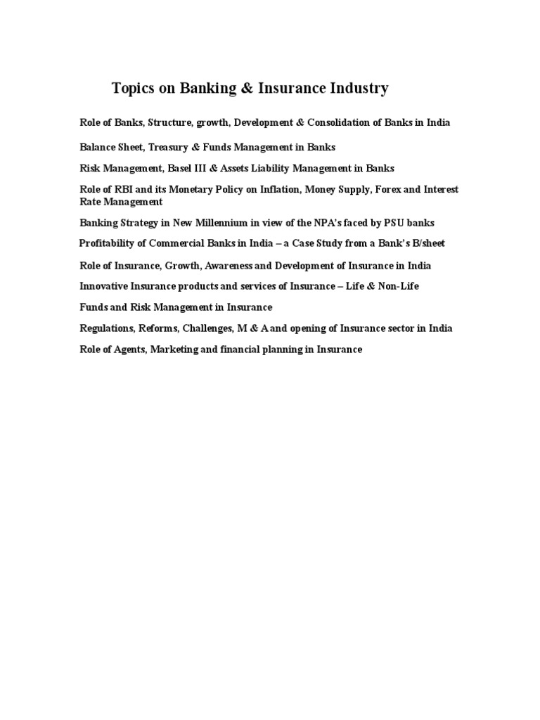 Topics On Banking & Insurance | PDF