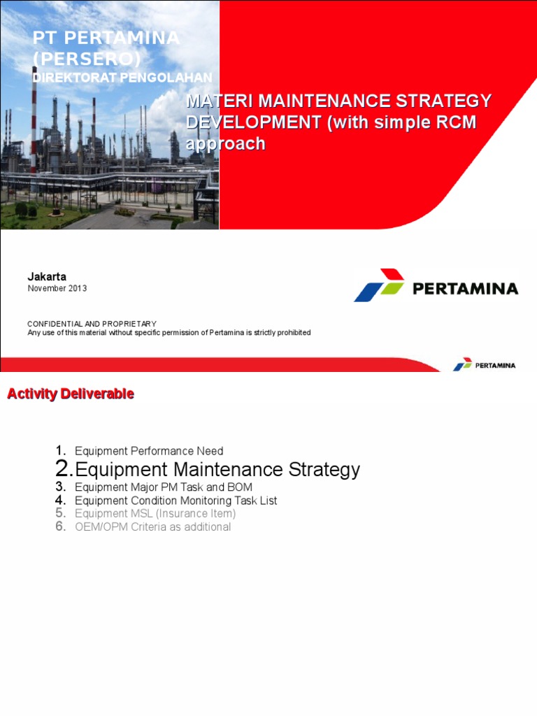 Maintenance Strategy Development Activity Roll Out 020614 | PDF ...